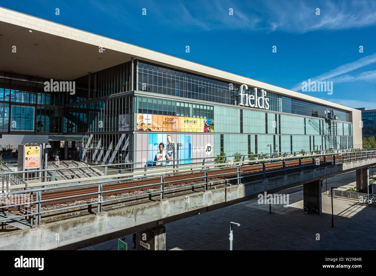 Fields shopping mall beside the metro railway station in Ørestad Amager ...