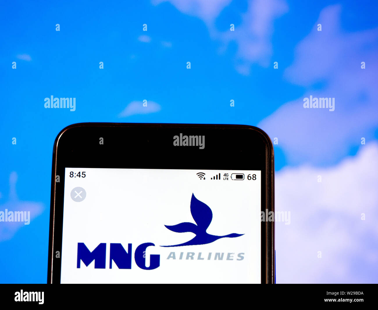 In this photo illustration the MNG Airlines logo is seen displayed on a ...
