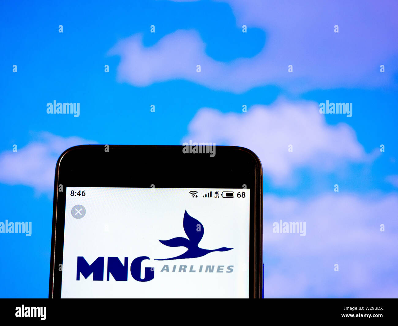 In this photo illustration the MNG Airlines logo is seen displayed on a ...