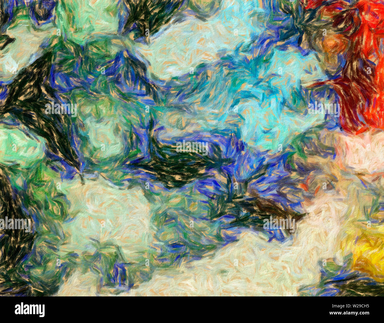 Creative art pattern in warm fun colors, design background painting in ...