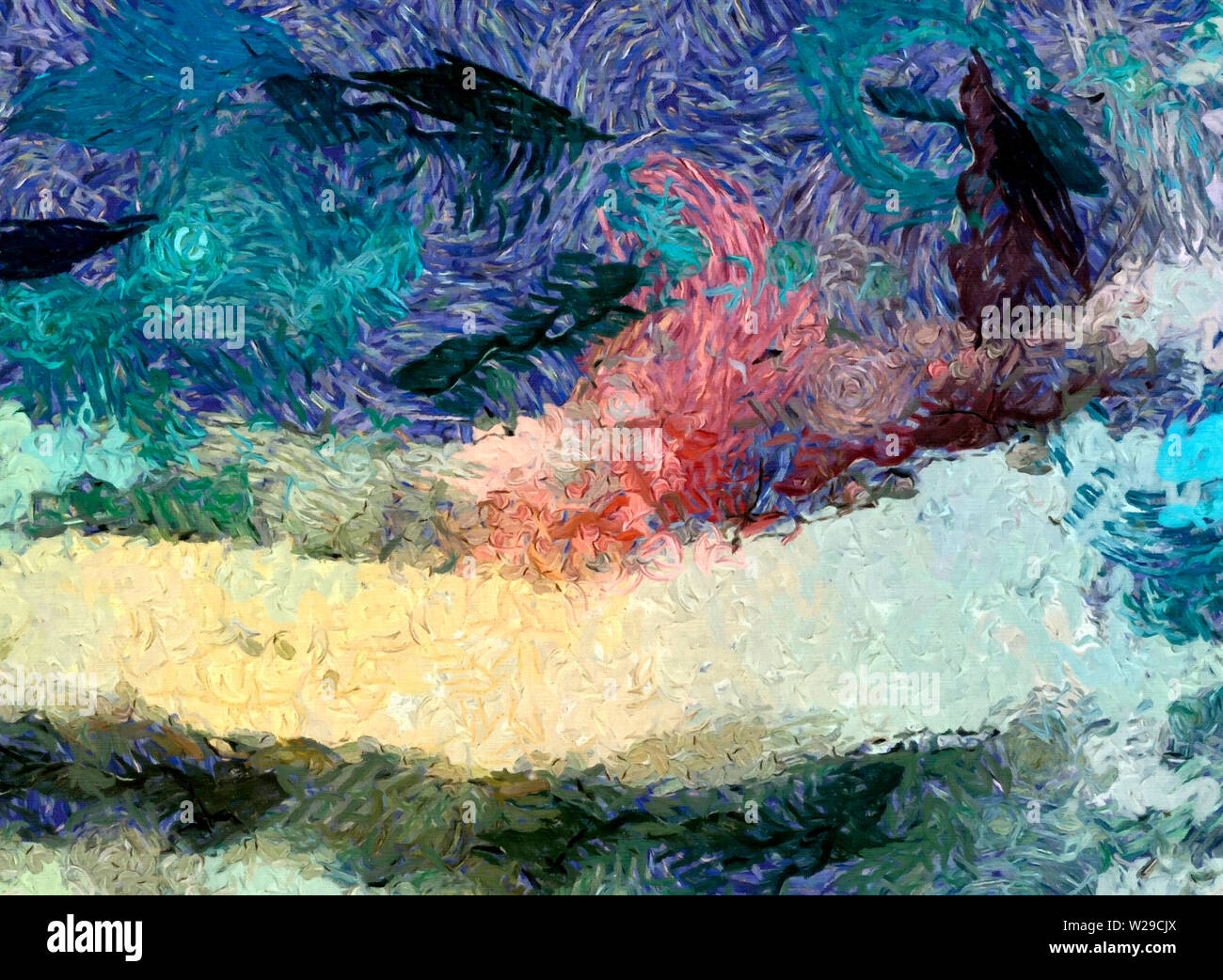Creative art pattern in warm fun colors, design background painting in ...