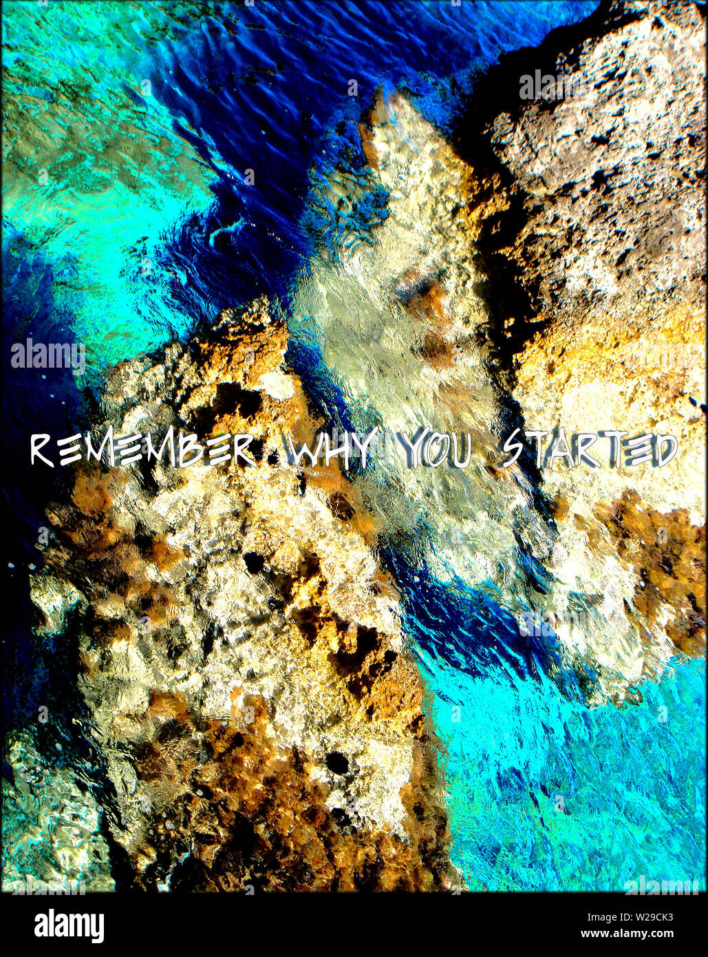 Text remember why you started Quote on sea rocks macro summer ...