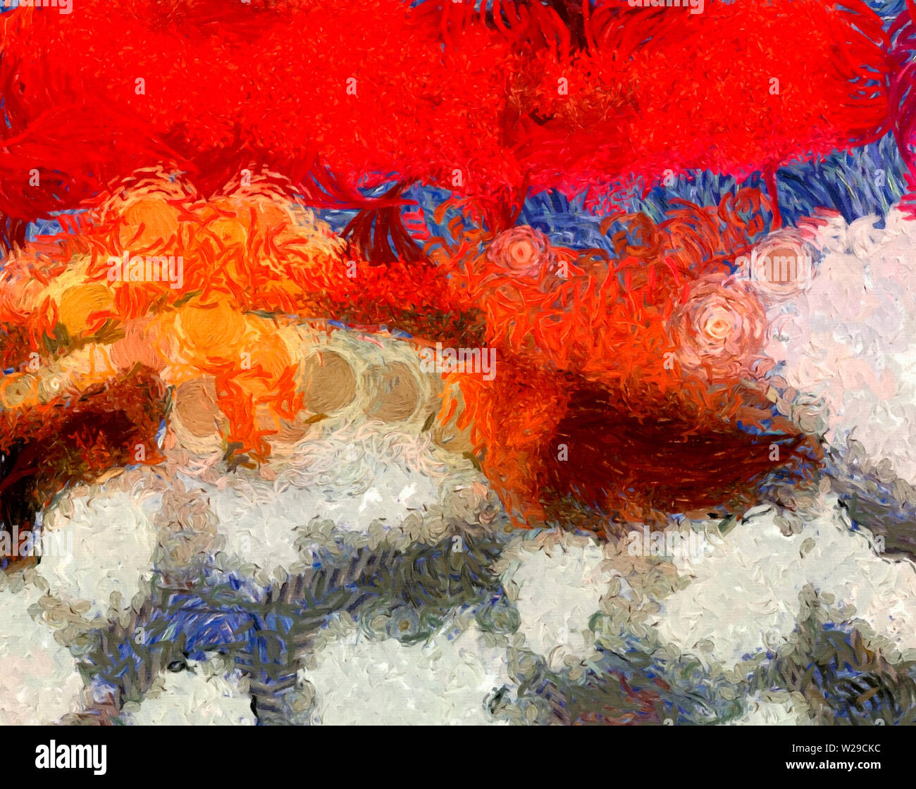 Creative art pattern in warm fun colors, design background painting in ...