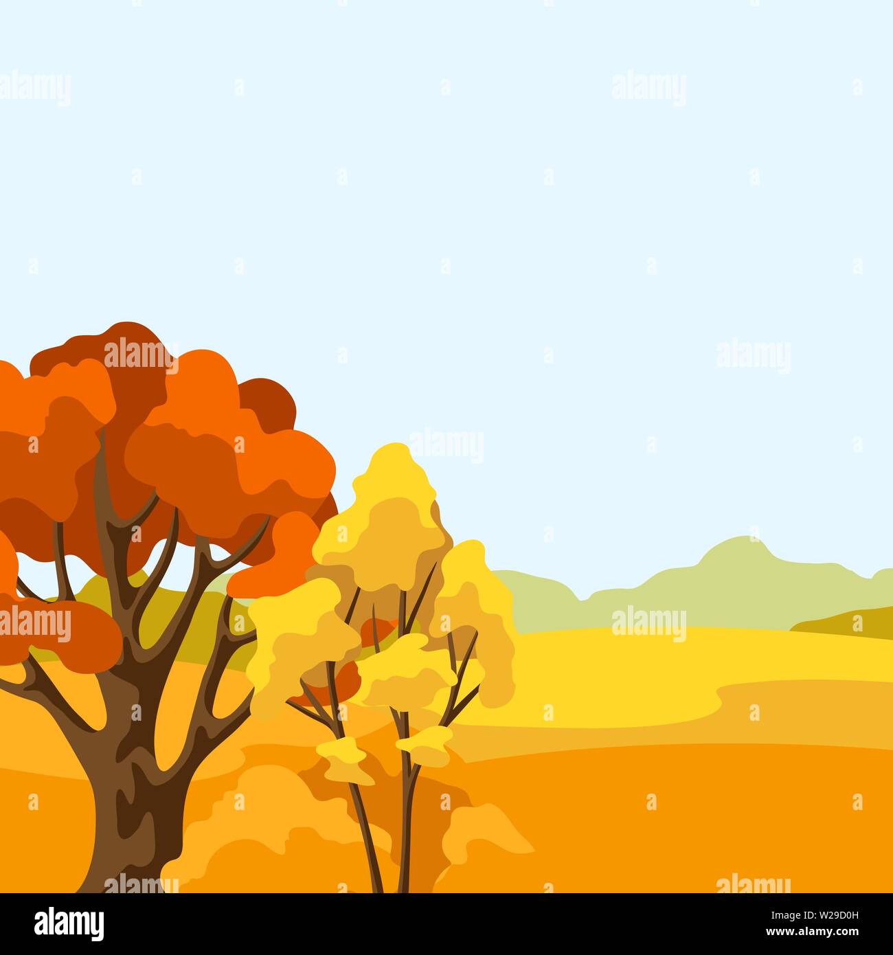 Autumn background with landscape and stylized trees Stock Vector Image ...