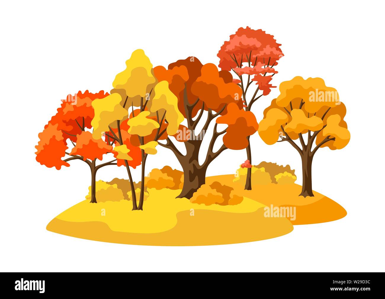 Autumn background with landscape and stylized trees Stock Vector Image ...