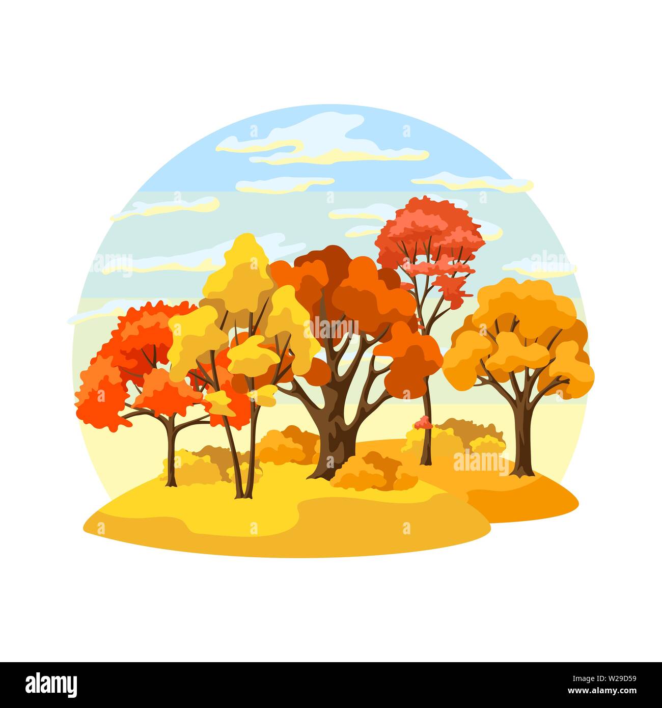 Autumn background with landscape and stylized trees Stock Vector Image ...