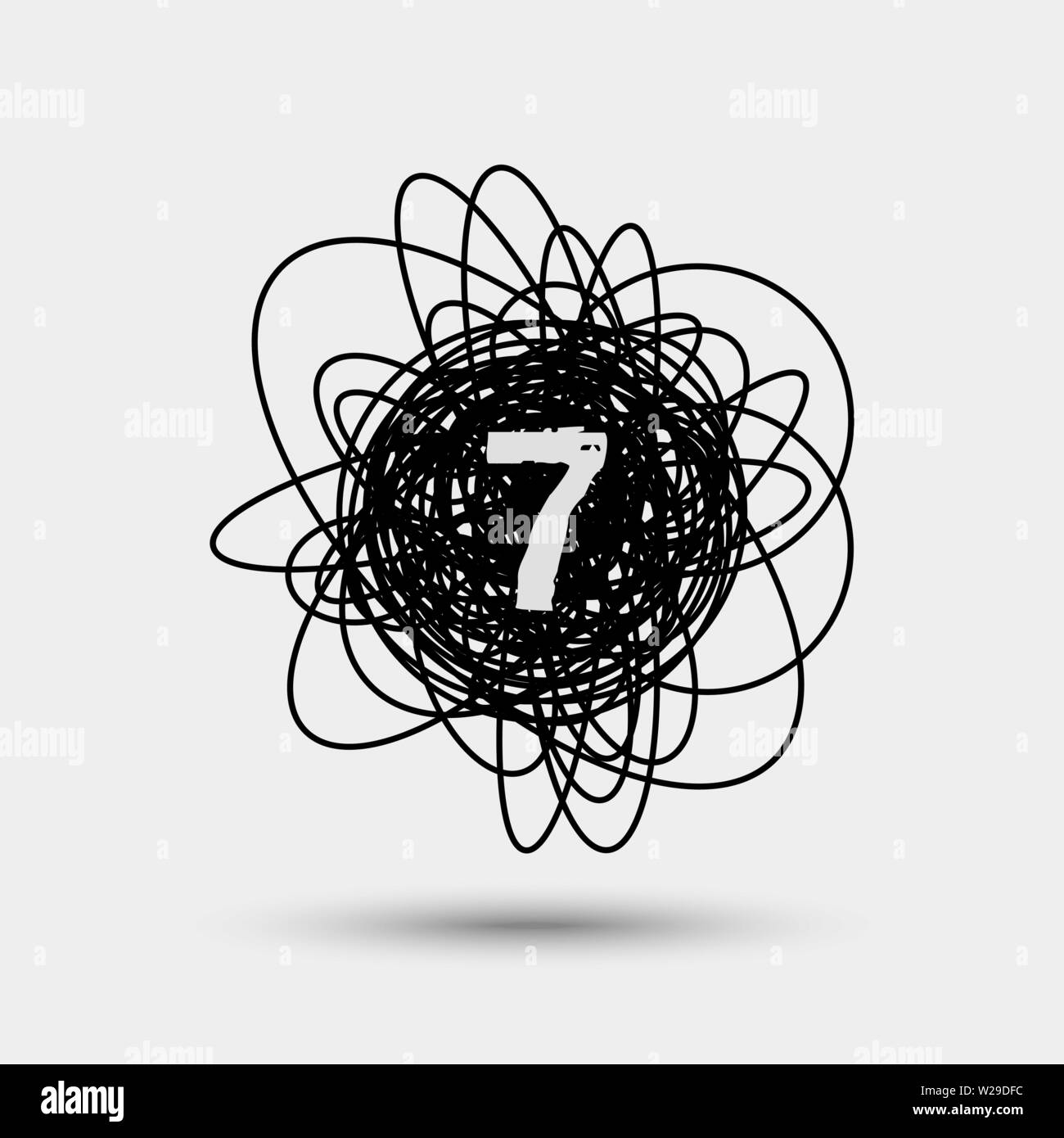 Design element number 7. Abstract vector number seven. Icon with number ...