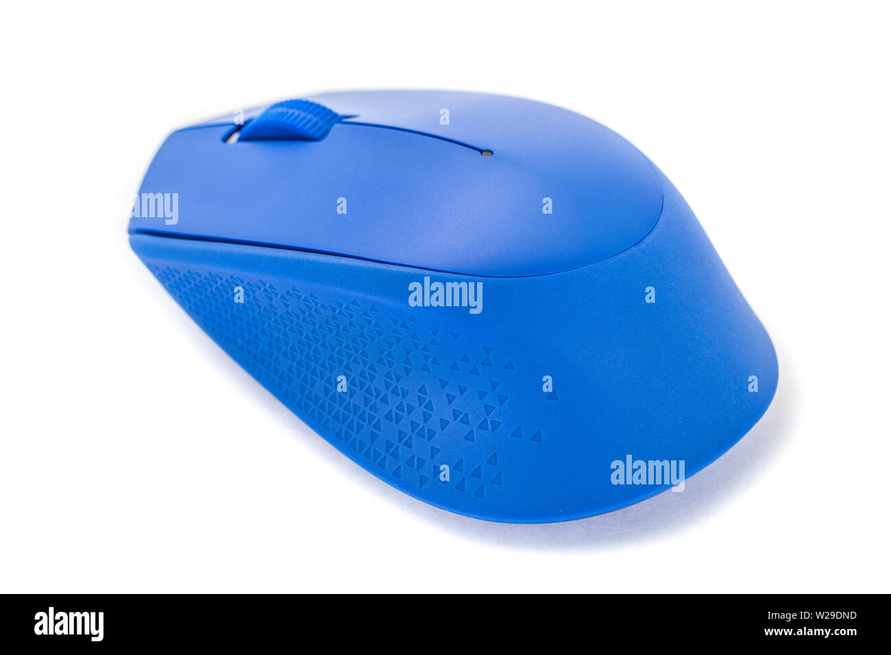 Blue computer mouse on white background studio shoot Stock Photo - Alamy