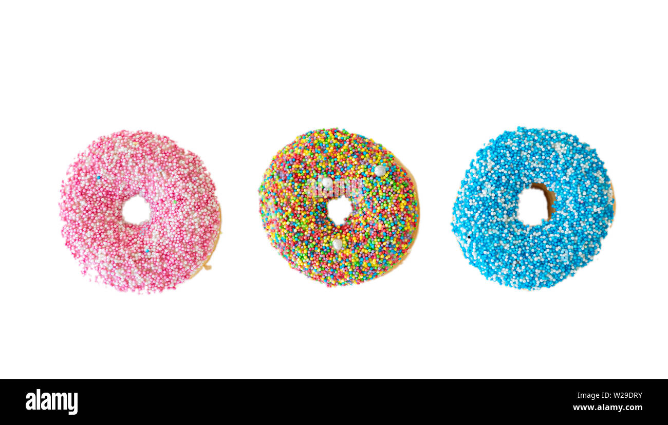 Assorted donuts. Colorful donuts assortment on white color background ...