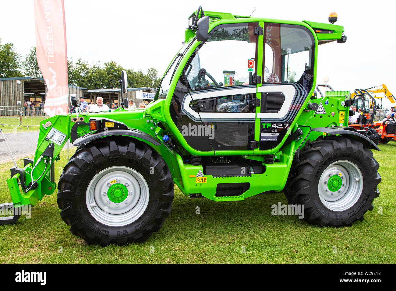 90th Kent County Show, Detling, 6th July 2019.A brand new green Merlo ...