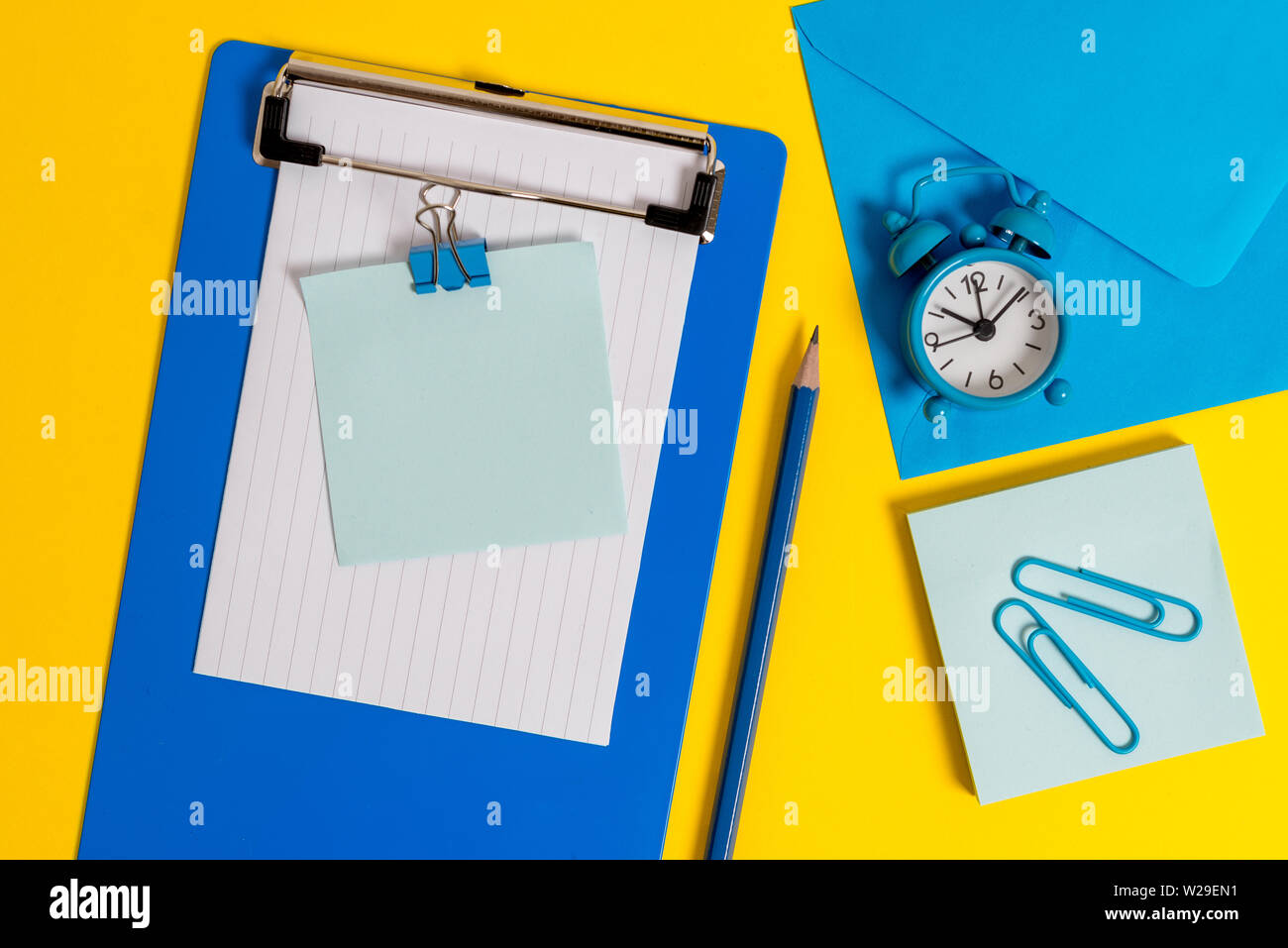 Clipboard sheet note binder pencil clips clock envelop colored ...