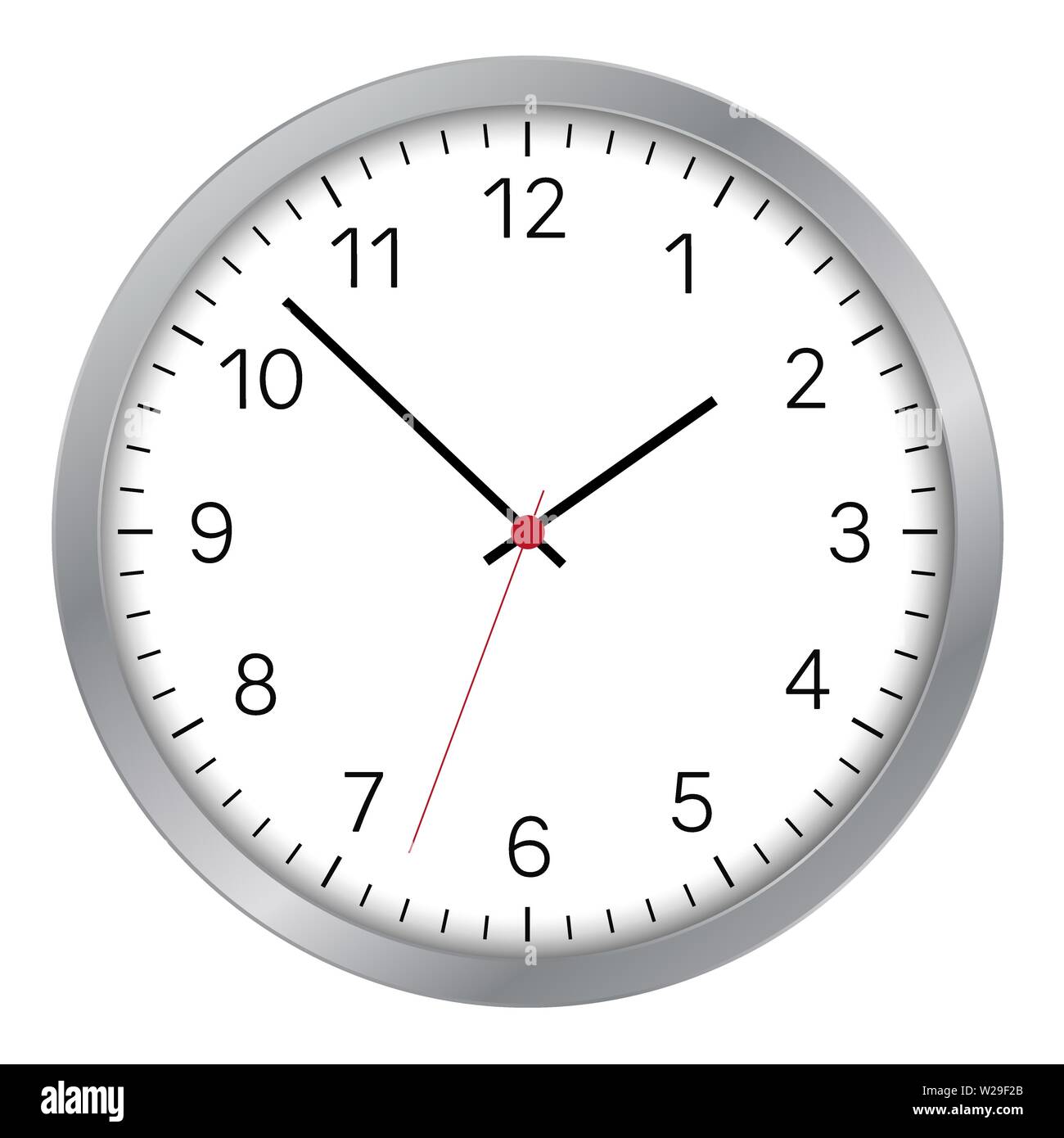 Simple illustration of clock face with minute, hour and second hand and ...