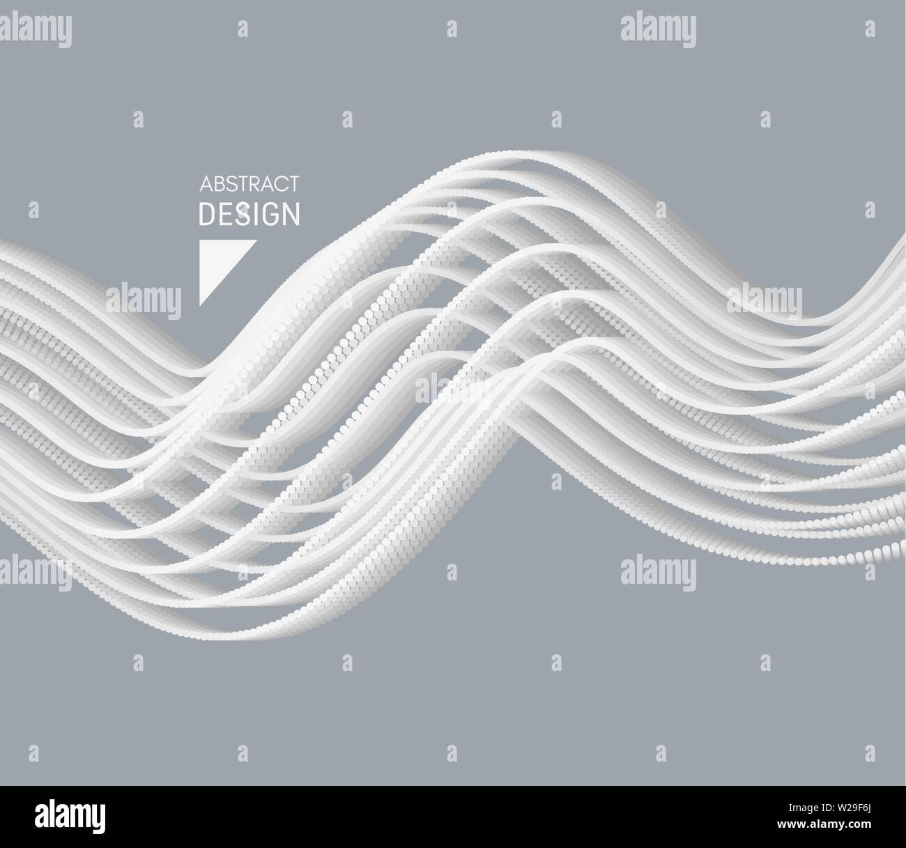 Wavy background. Array with dynamic particles. Composition with motion effect. 3d technology ...