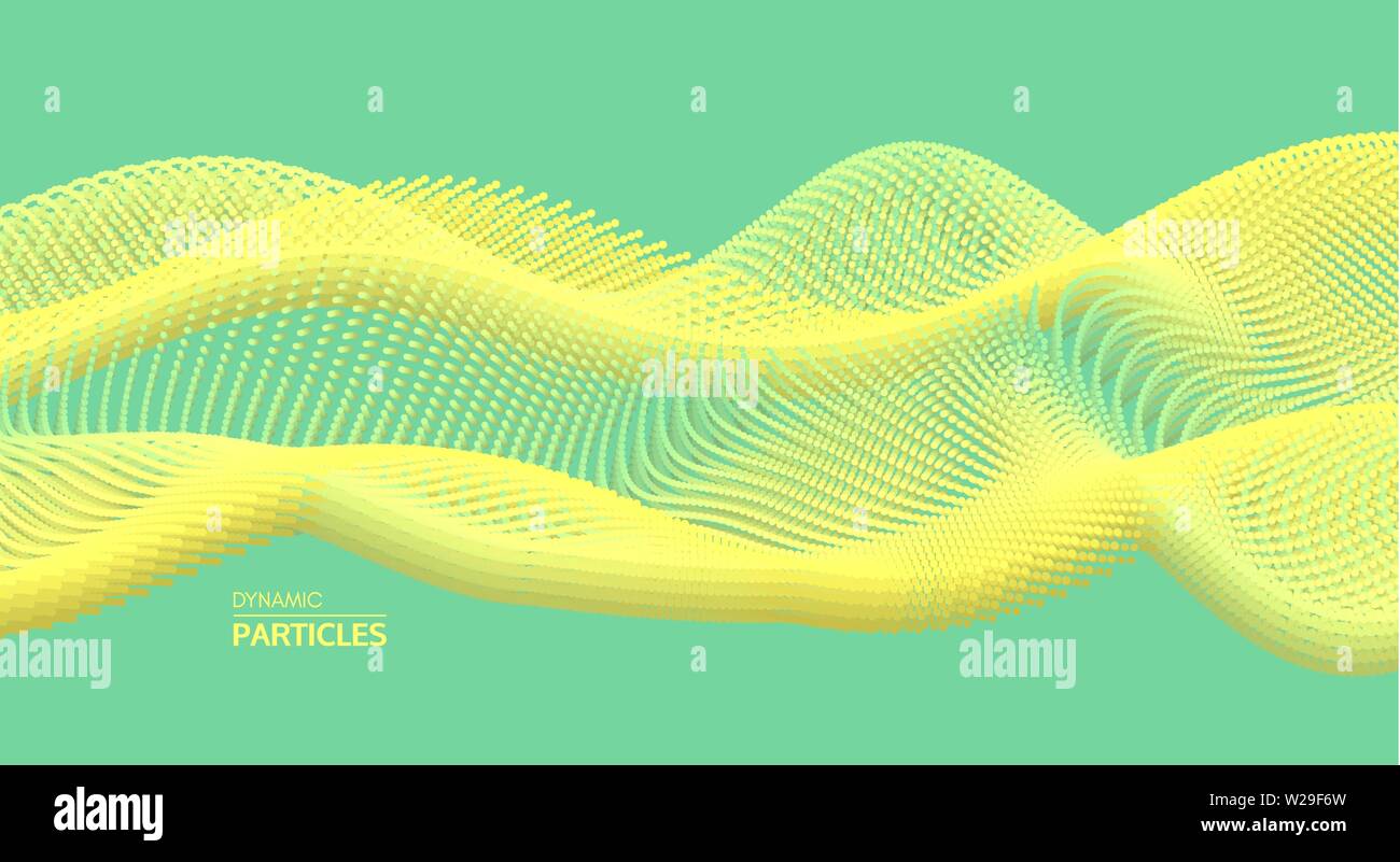 Wavy Background Array With Dynamic Particles Composition With Motion Effect 3d Technology