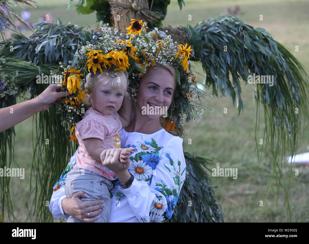 Kiev, Ukraine. 6th July, 2019. A mother and her daughter wearing ...