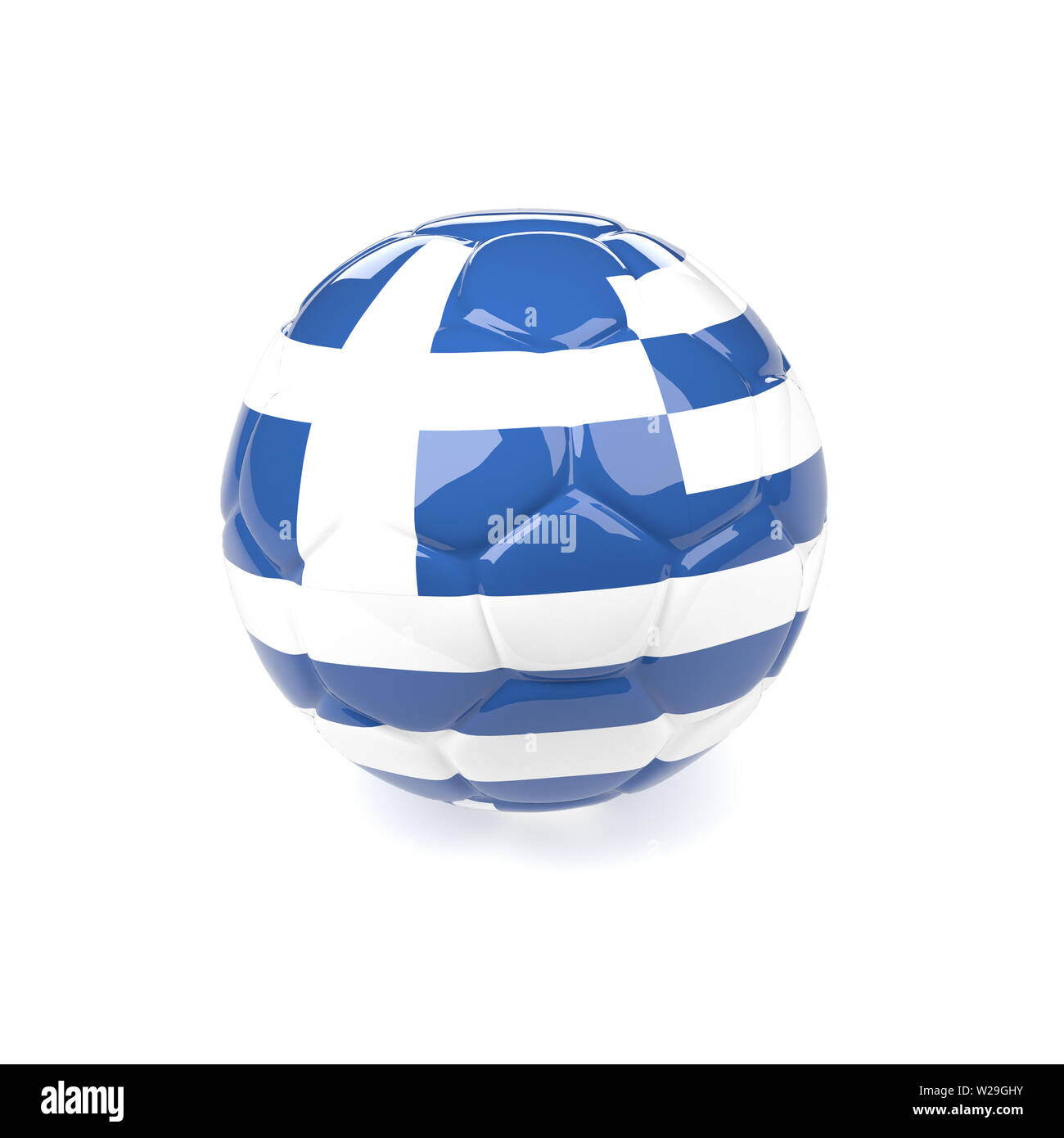 Soccer ball with the flag of Greece on a white background, 3d rendering ...