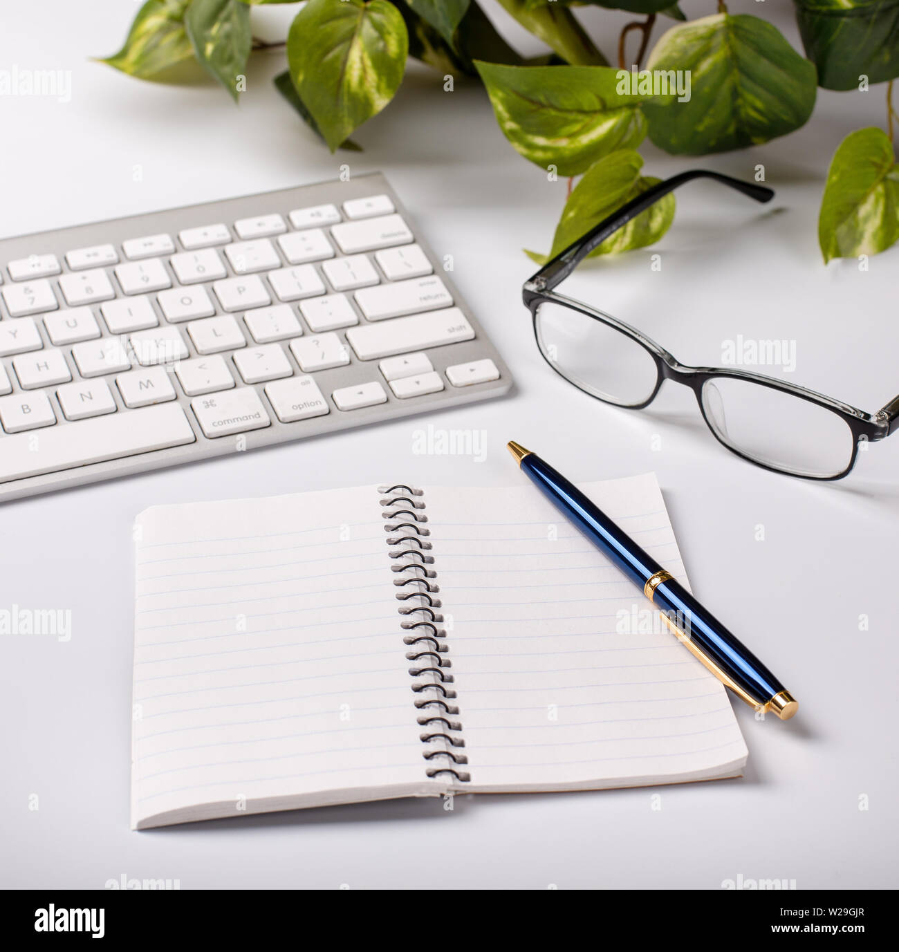 Pen opened notebook glasses hi-res stock photography and images - Alamy