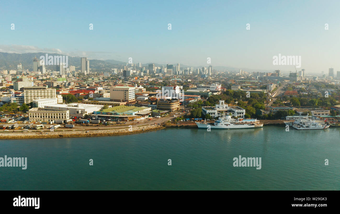 Cebu City, a major city on the island of Cebu, with skyscrapers and ...