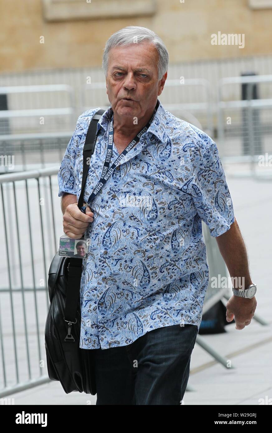 London, UK. 7th July, 2019. Tony Blackburn Disc jockey seen at the BBC ...