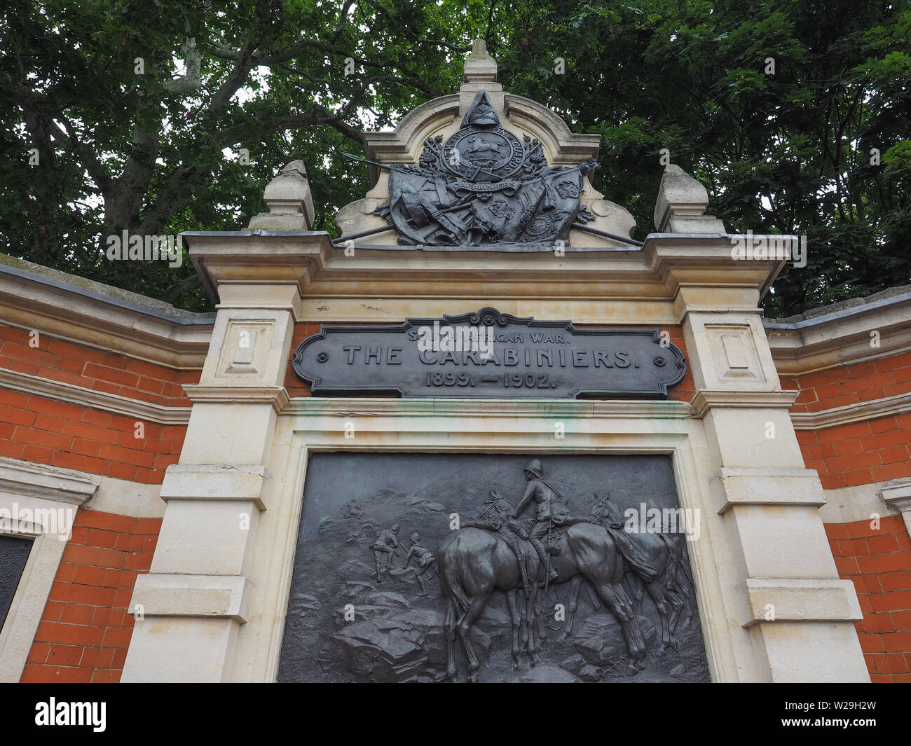 LONDON, UK - CIRCA JUNE 2019: Carabiniers memorial monument erected in ...