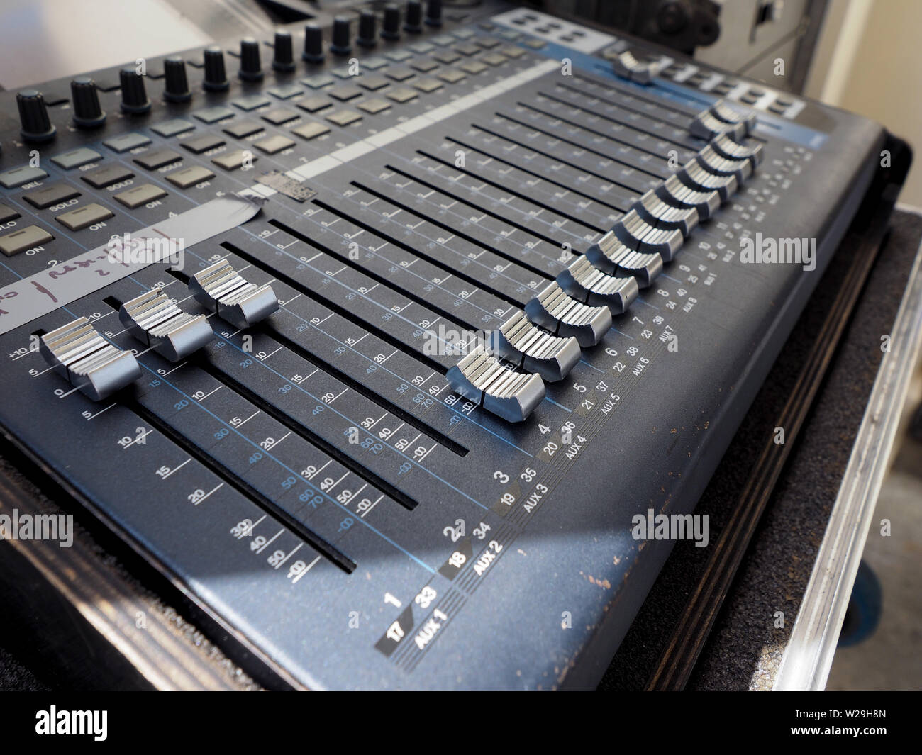 Detail of a soundboard mixer electronic device Stock Photo - Alamy