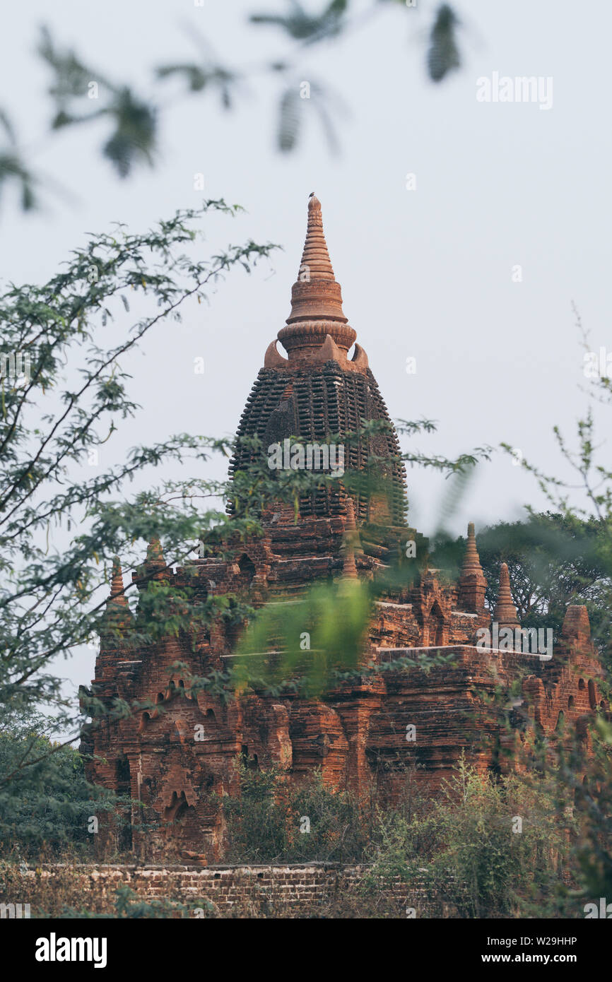 View over stupas and pagodas of ancient Bagan temple complex during ...