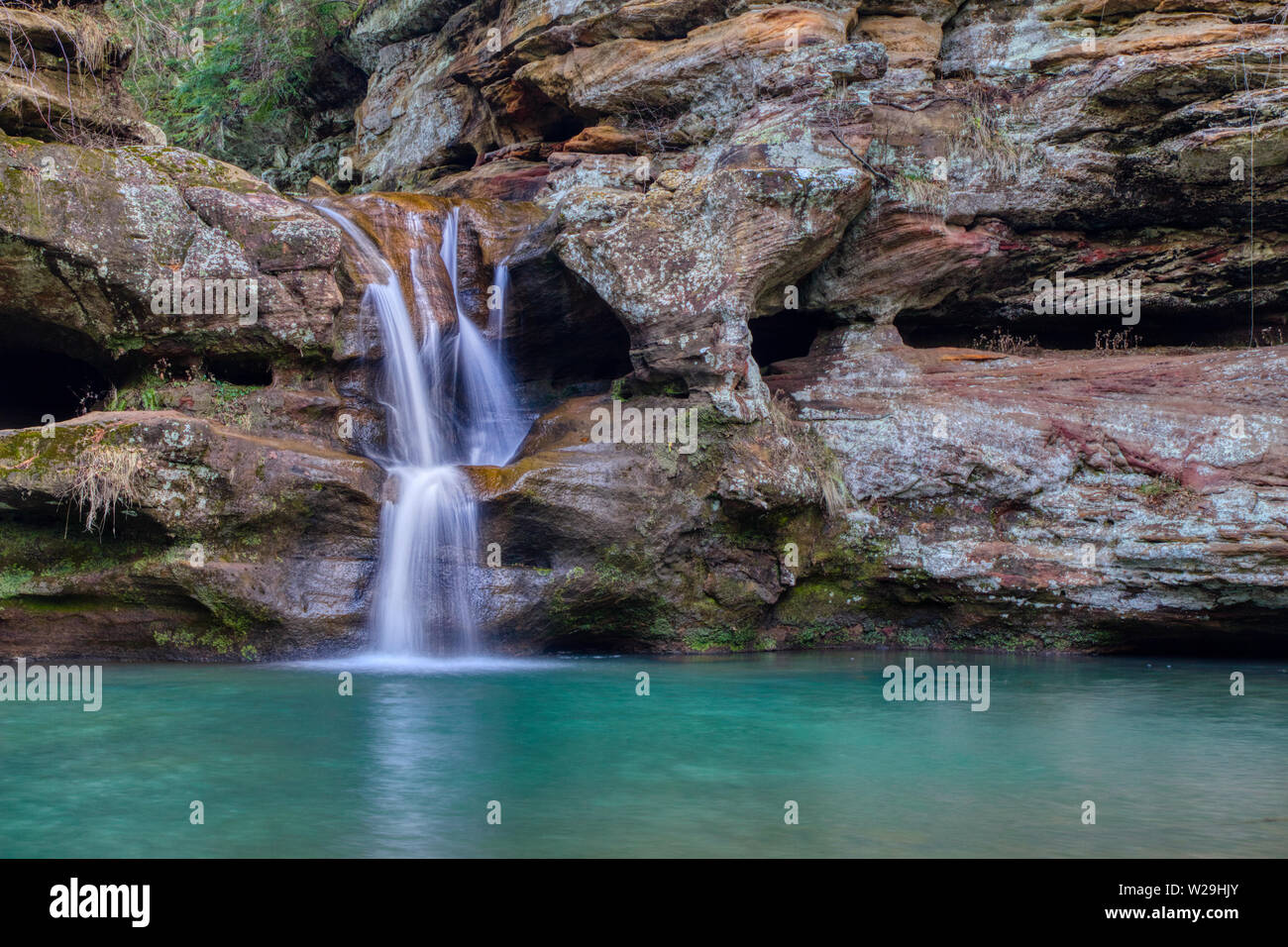 Waterfall along a hiking trail in Hocking Hills State Park. Logan, Ohio ...