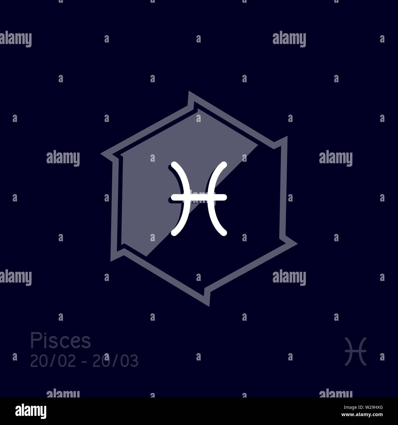 Pisces zodiac sign. Astrology symbol vector illustration. Simple vector ...