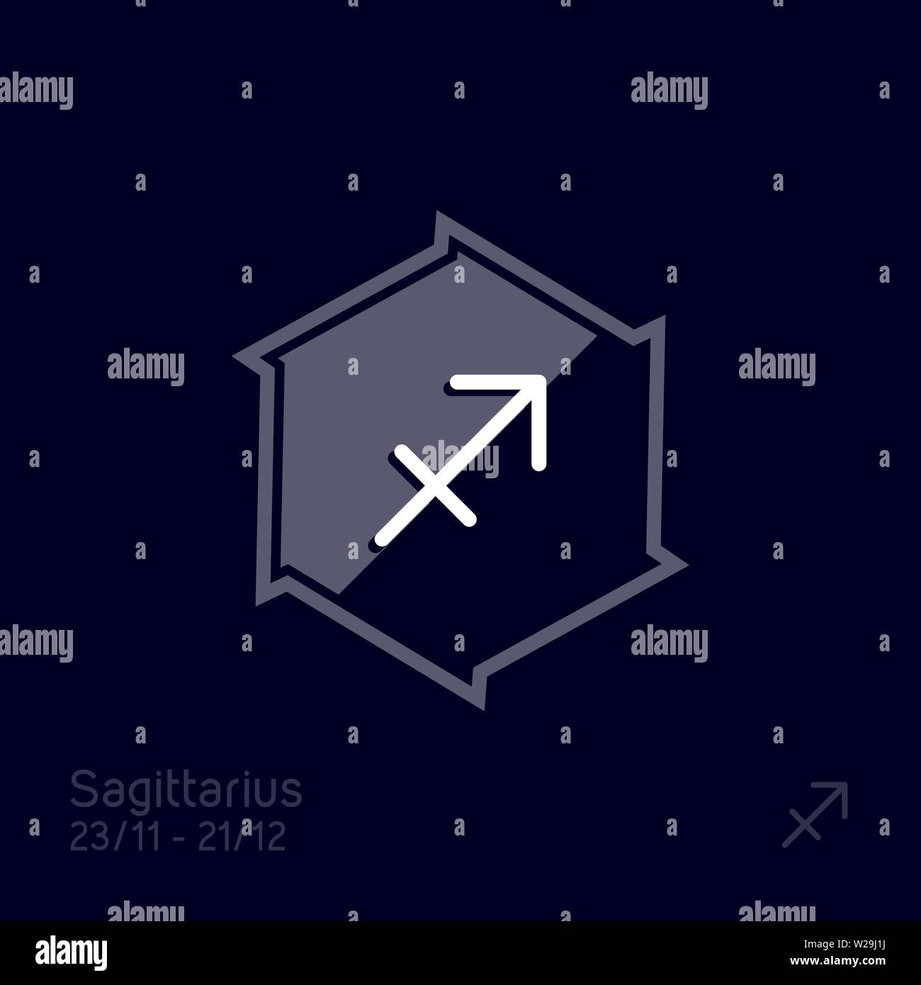 Sagittarius zodiac sign. Astrology symbol vector illustration. Simple ...