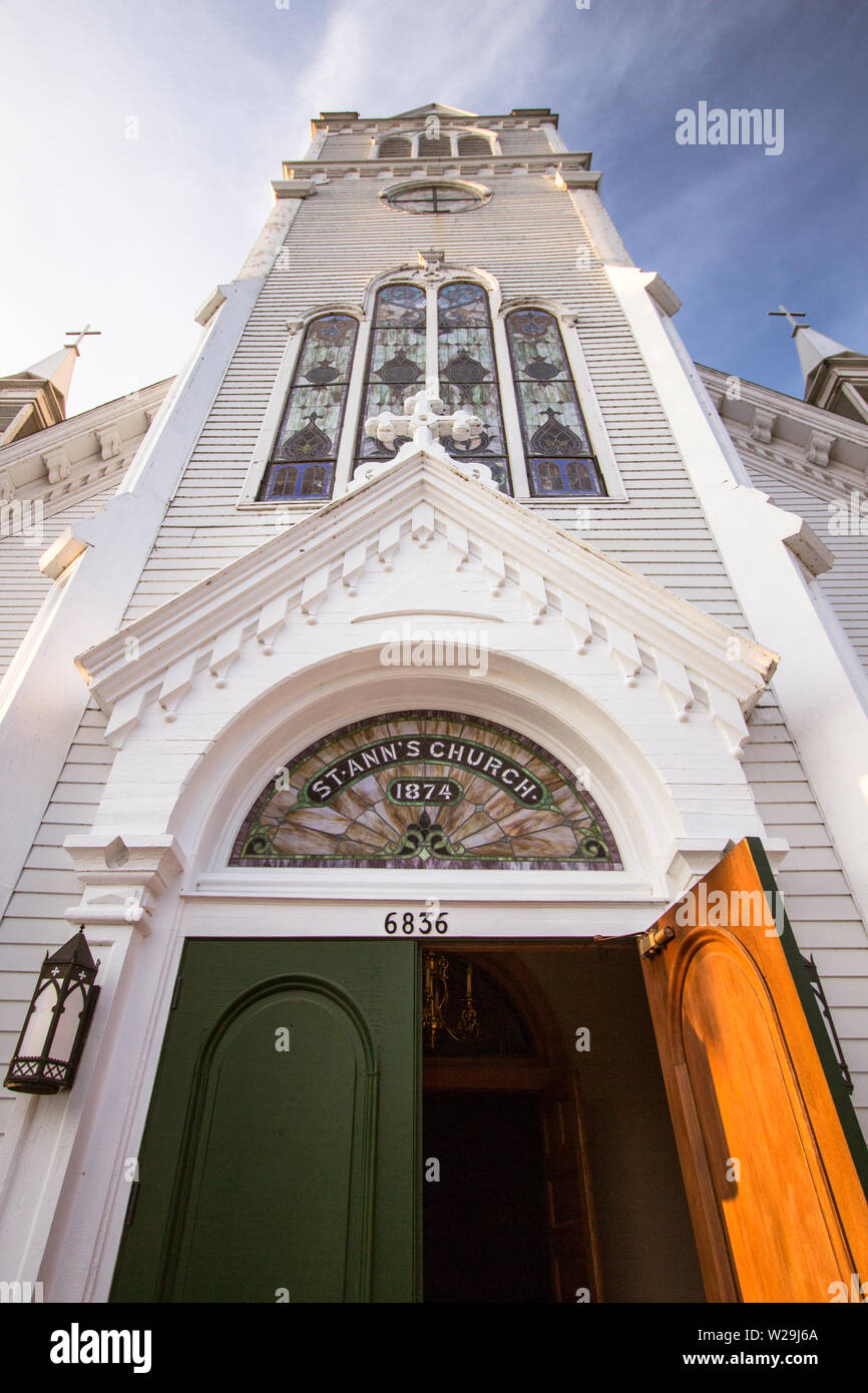 Mackinaw Island, Michigan, USA - Exterior of historic St Anne's ...