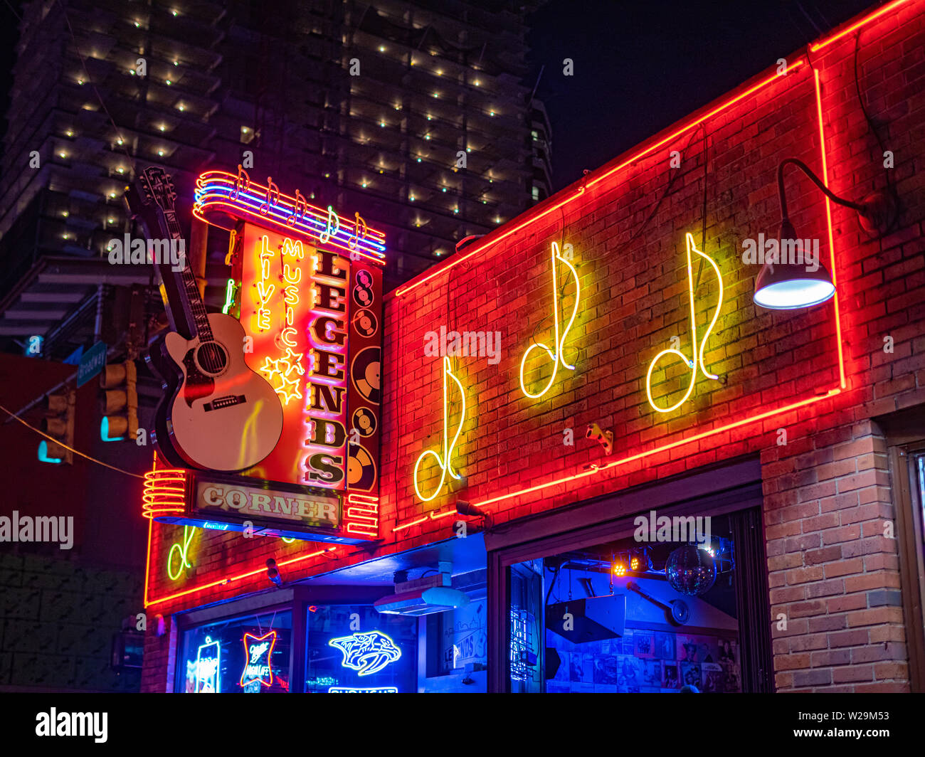 Colorful Legends Corner Nashville at night - NASHVILLE, USA - JUNE 15 ...