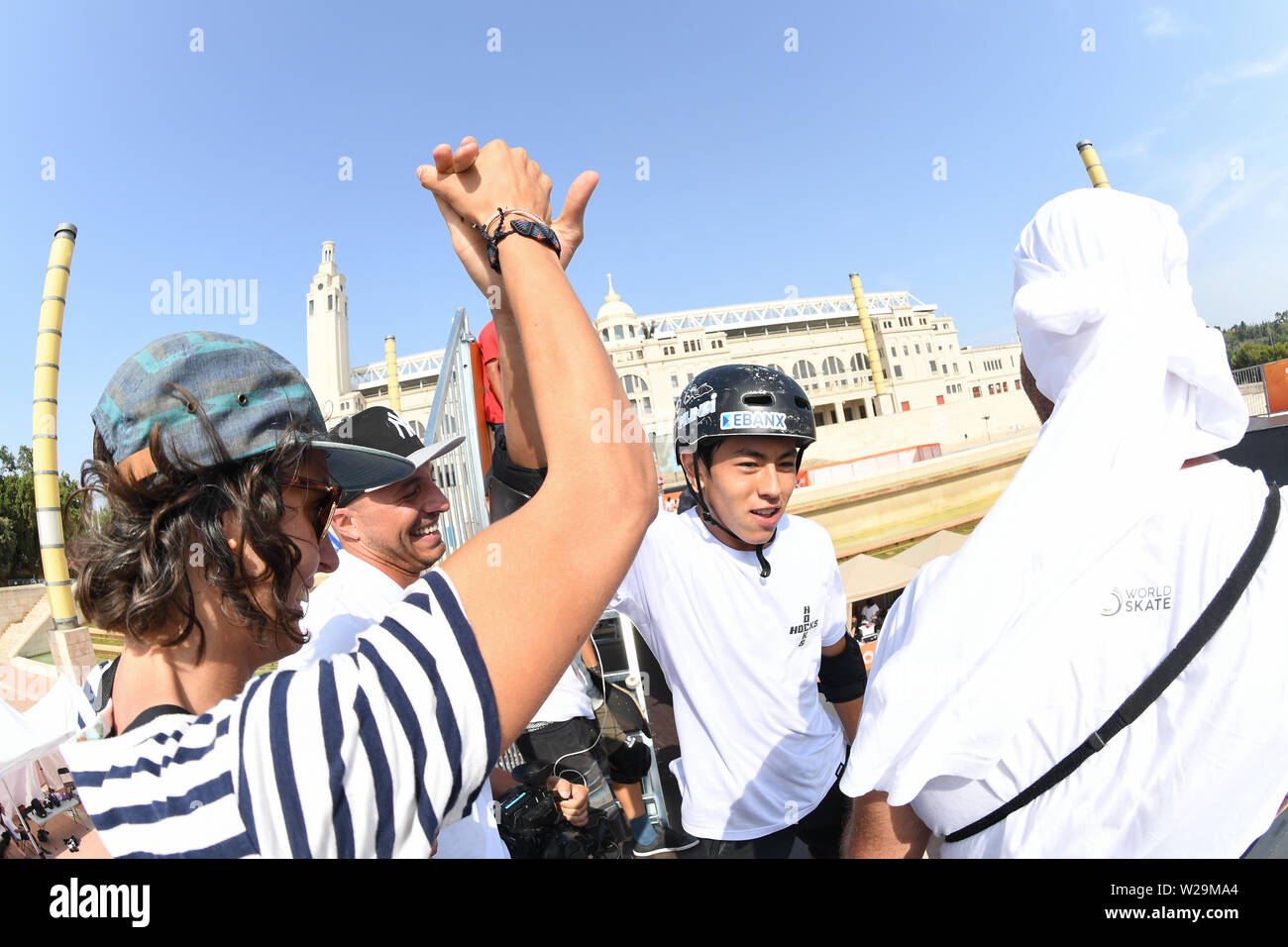 AUGUSTO AKIO from Brasil, performs during the Skateboarding vert at ...