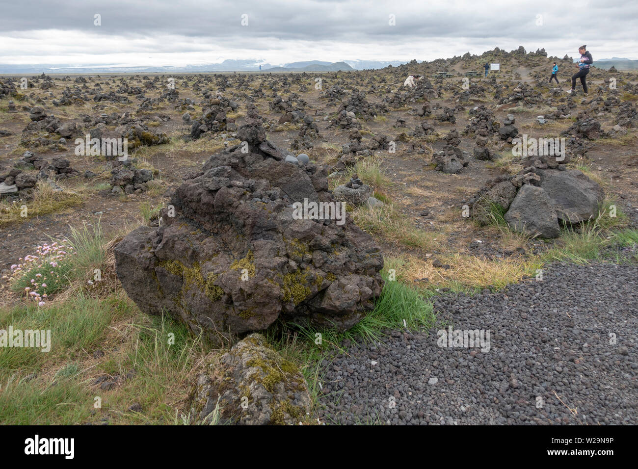 The stone cairns of Laufskálavarða, southern Iceland Stock Photo - Alamy