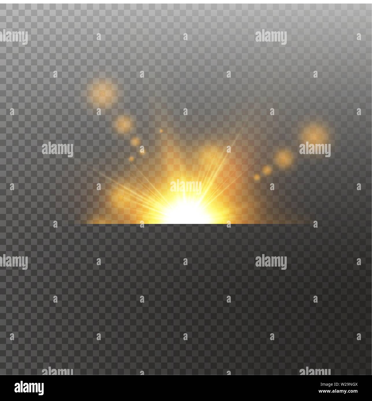 Light highlight yellow special effect with rays of light and magic ...