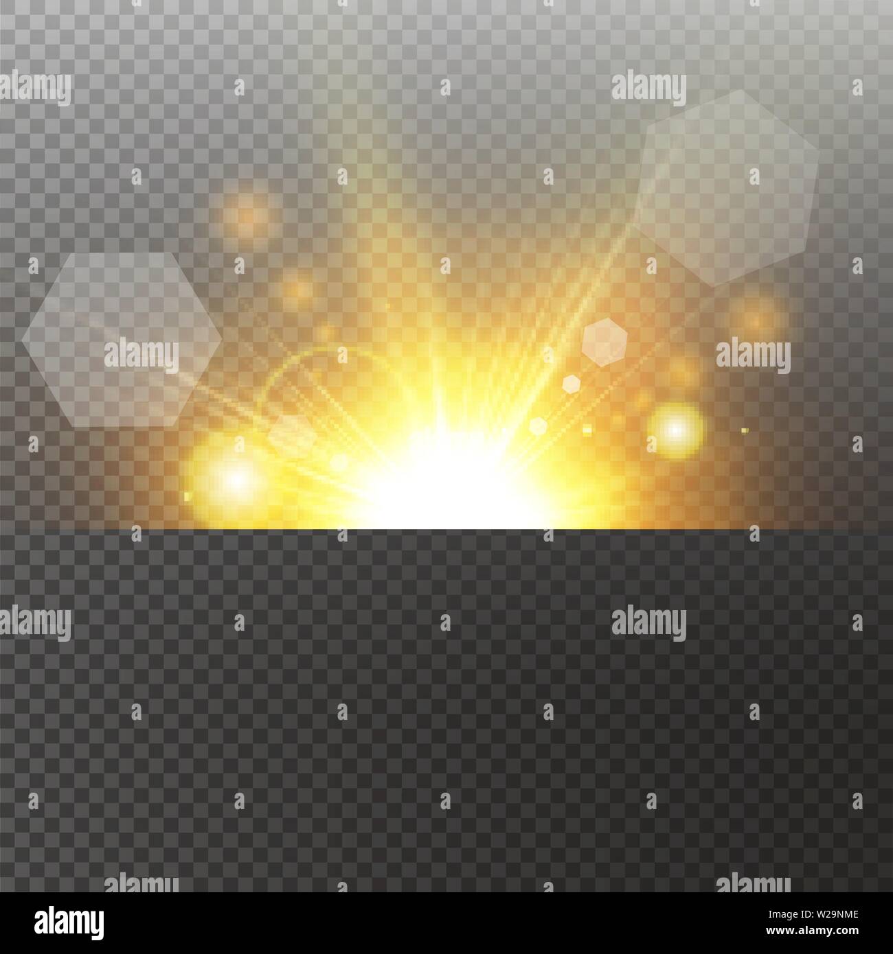 Light highlight yellow special effect with rays of light and magic ...