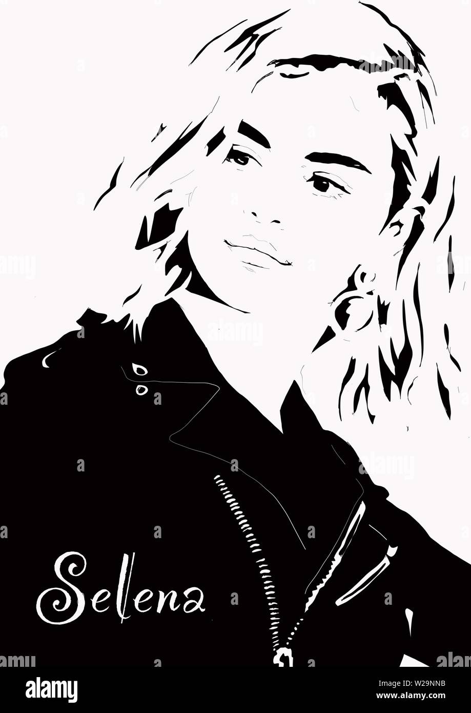 Selena gomez poster. Selena gomez illustration Stock Photo - Alamy