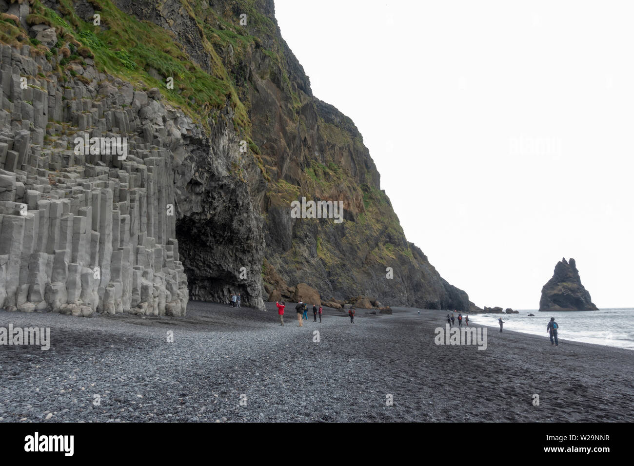 View along beach towards the hexagonal basalt columns on Reynisfjara ... View along beach towards the hexagonal basalt columns on Reynisfjara ...