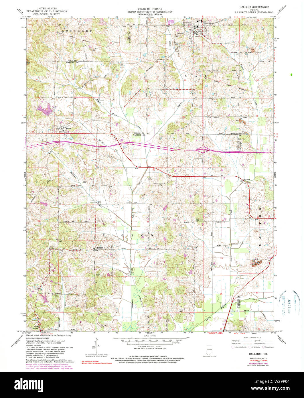 USGS TOPO Map Indiana IN Holland 159782 1961 24000 Restoration Stock ...