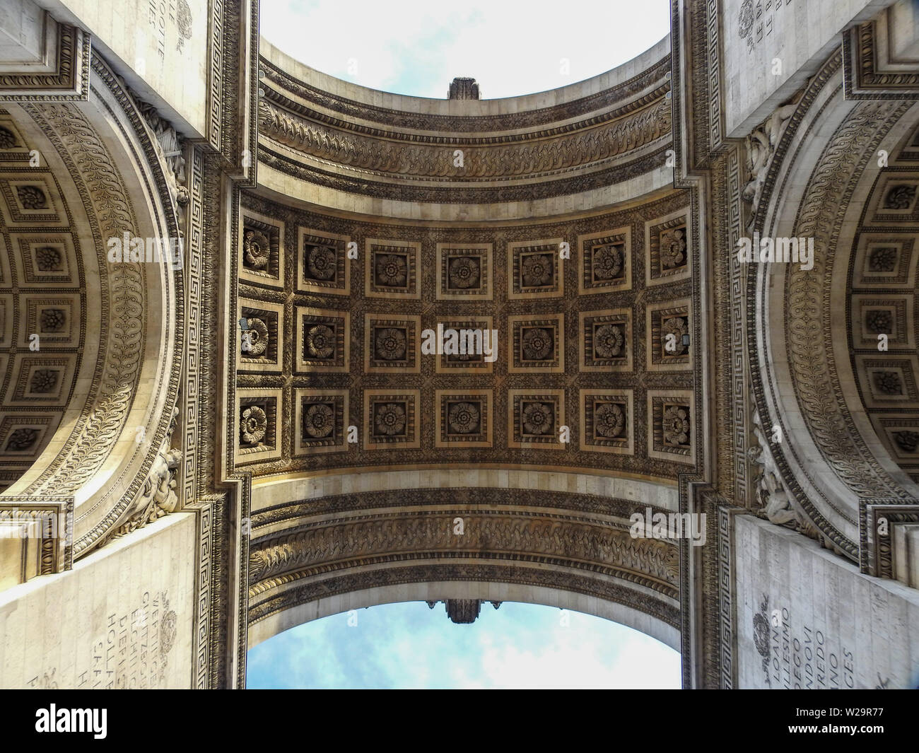 Underside of The Arch de Triumph, Arc de Triomphe, Paris, France Stock ...