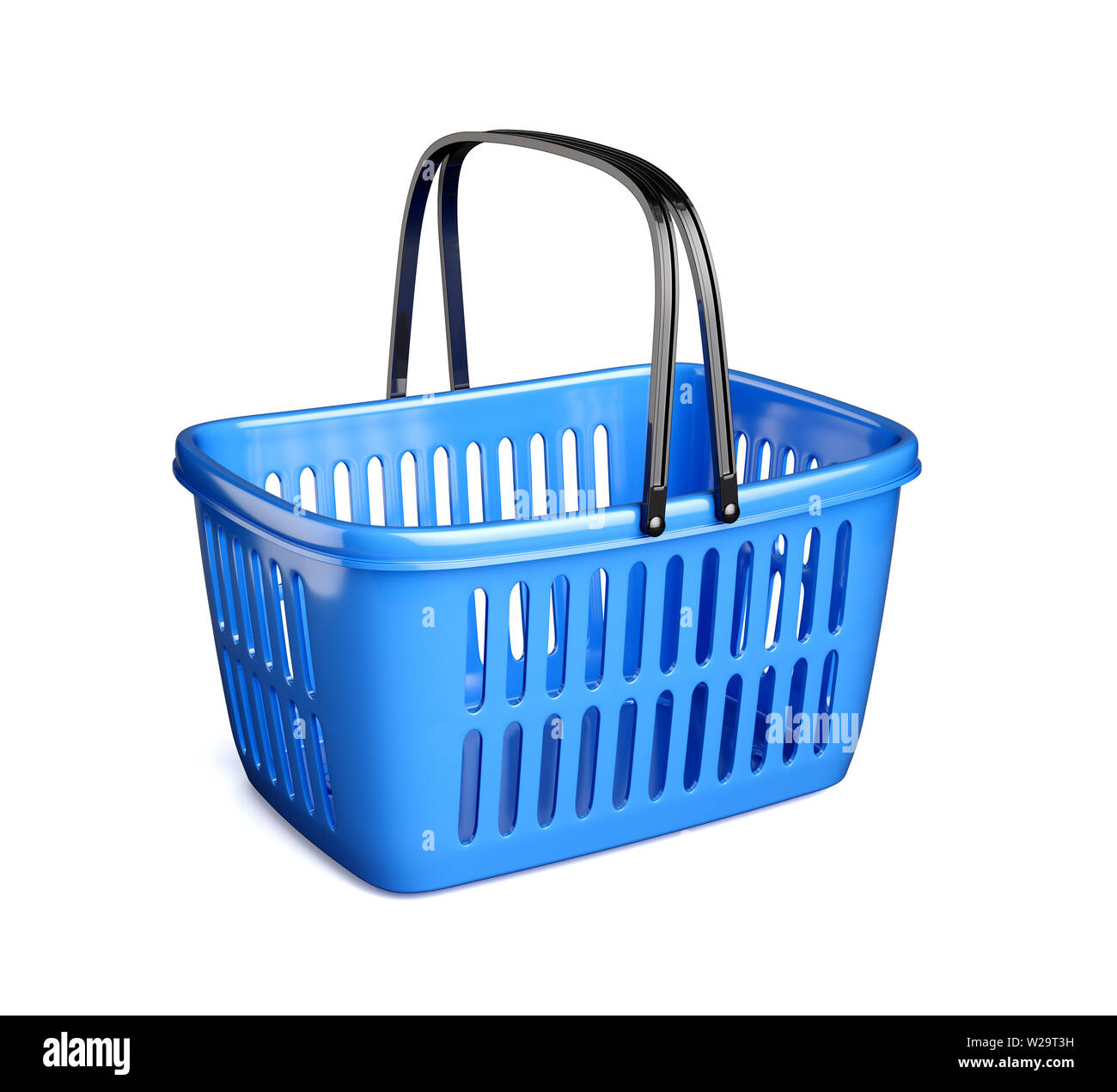 3d illustration of blue shopping basket isolated on white background ...