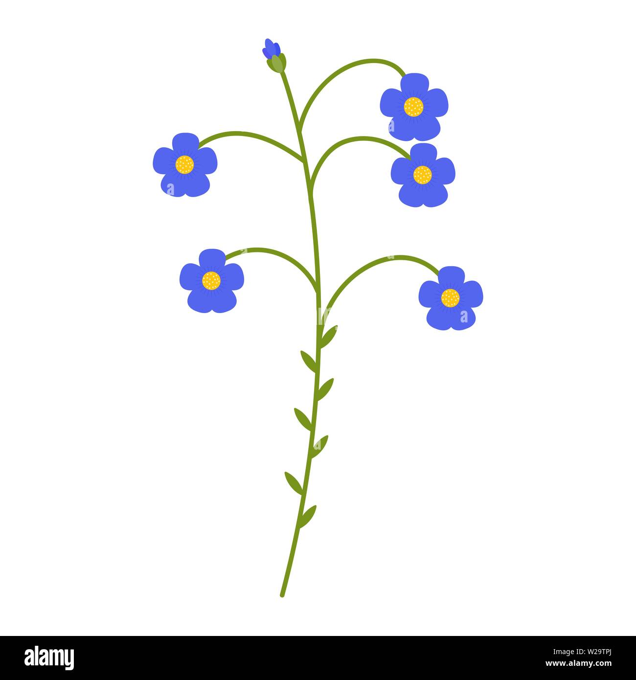 Flax blue flower flat icon, wild flowers, plant vector illustration ...