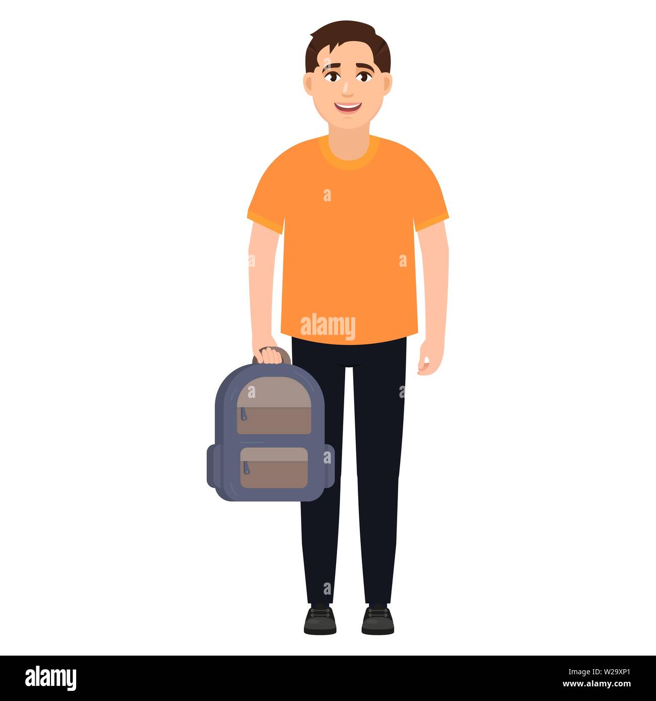 The guy holds a school backpack, schoolboy or student, cartoon ...