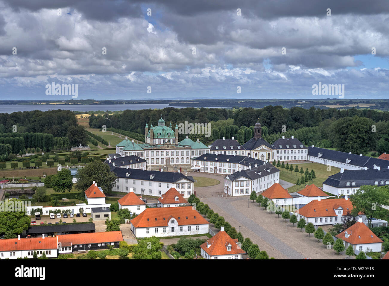 Aerial view of Fredensborg Palace located on Zealand in Denmark Stock ...