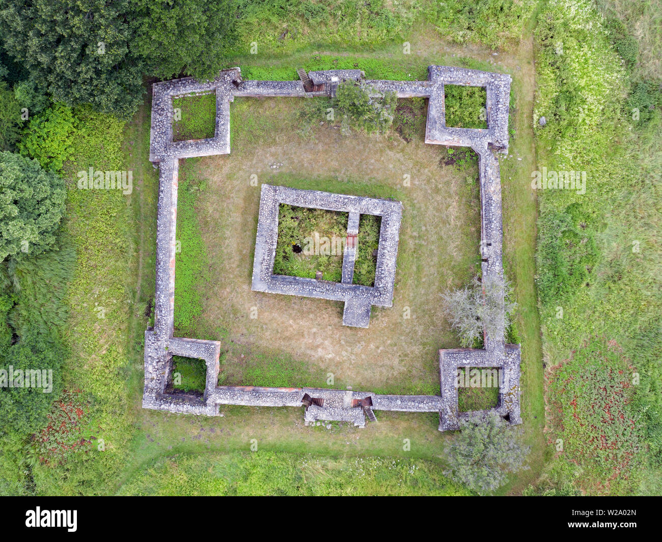 Aerial view of Gurre castle ruins located on Zealand in Denmark Stock ...