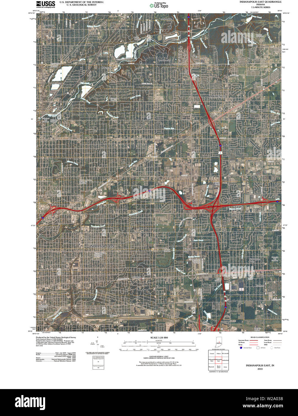 Indianapolis east indiana map hi-res stock photography and images - Alamy