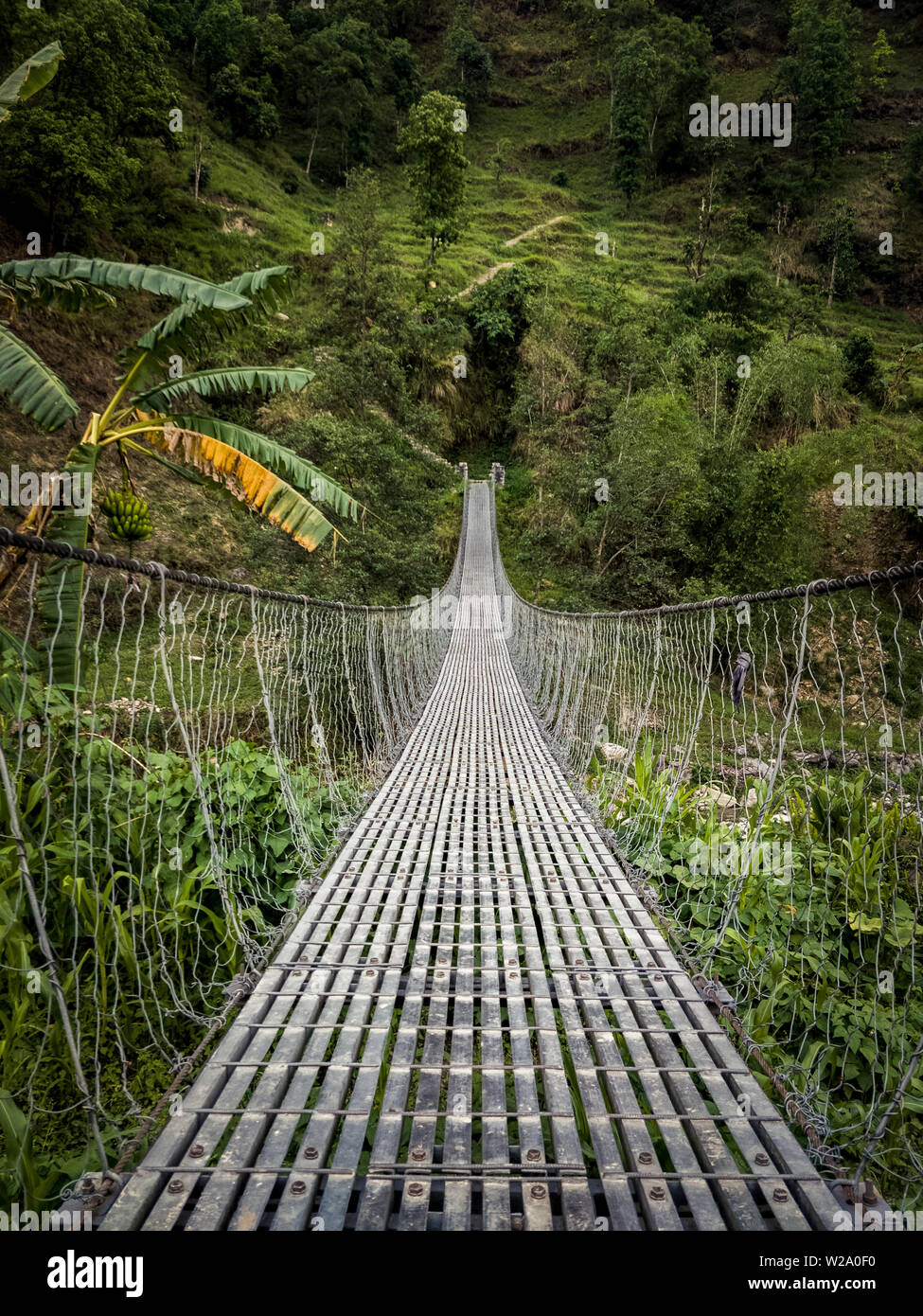 Suspension bridge in Annapurna region Nepal Stock Photo - Alamy