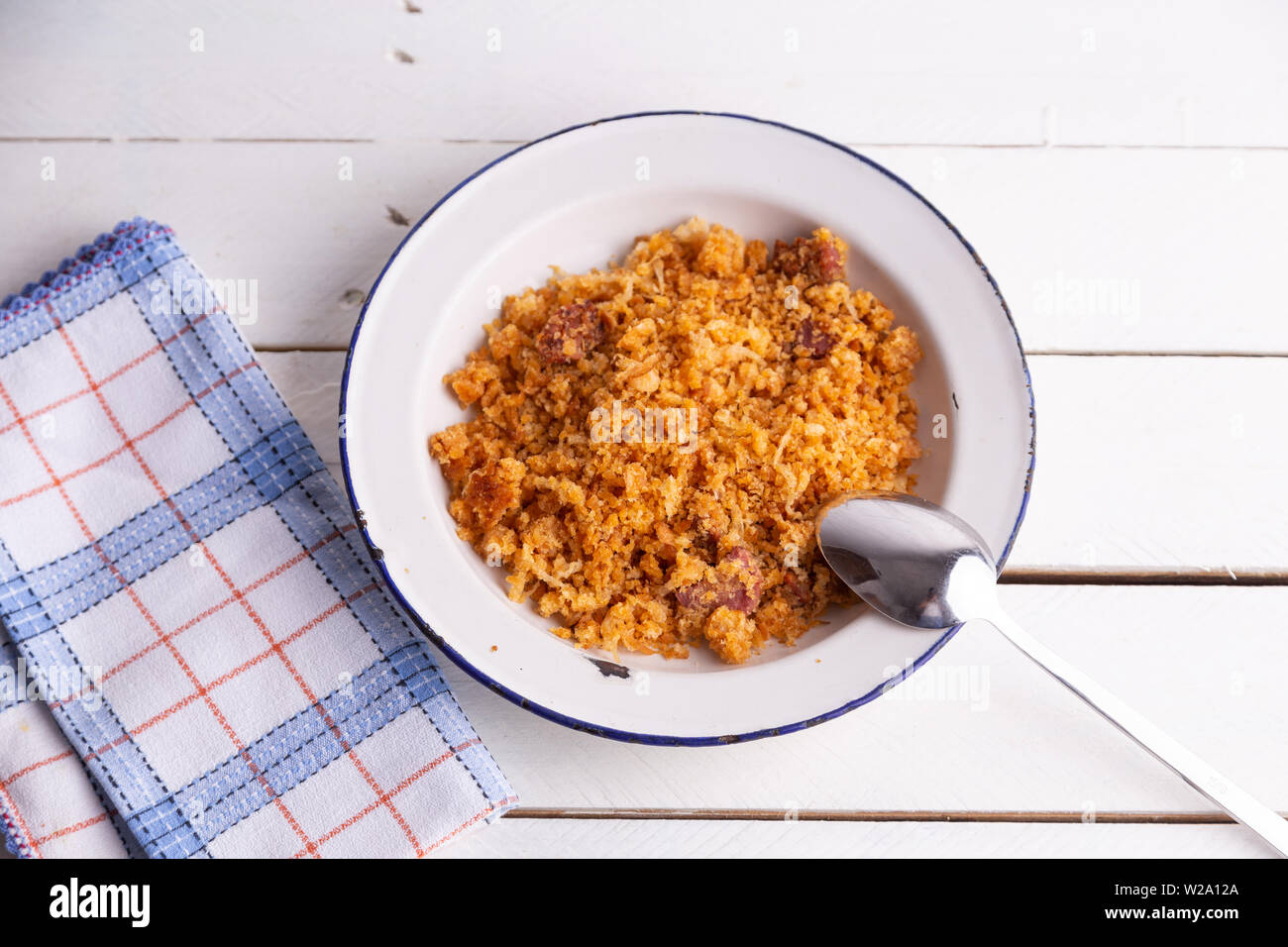 Las migas is a typical Spanish dish made with crumbs, onions and ...