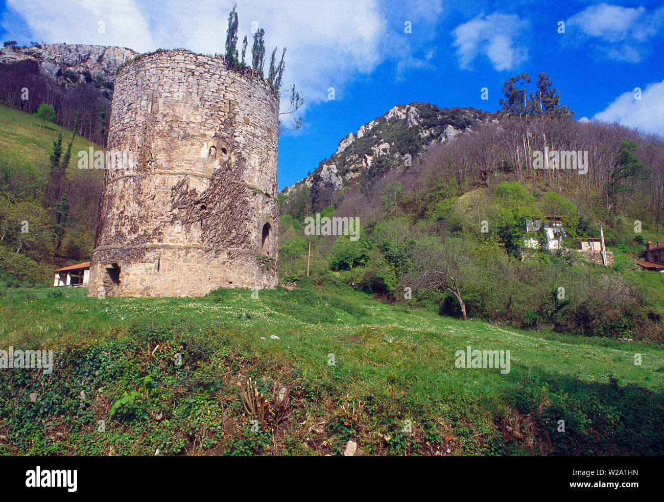 Medieval tower. Proaza, Asturias, Spain Stock Photo - Alamy