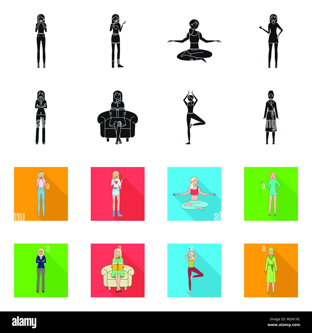Vector design of posture and mood symbol. Collection of posture and ...