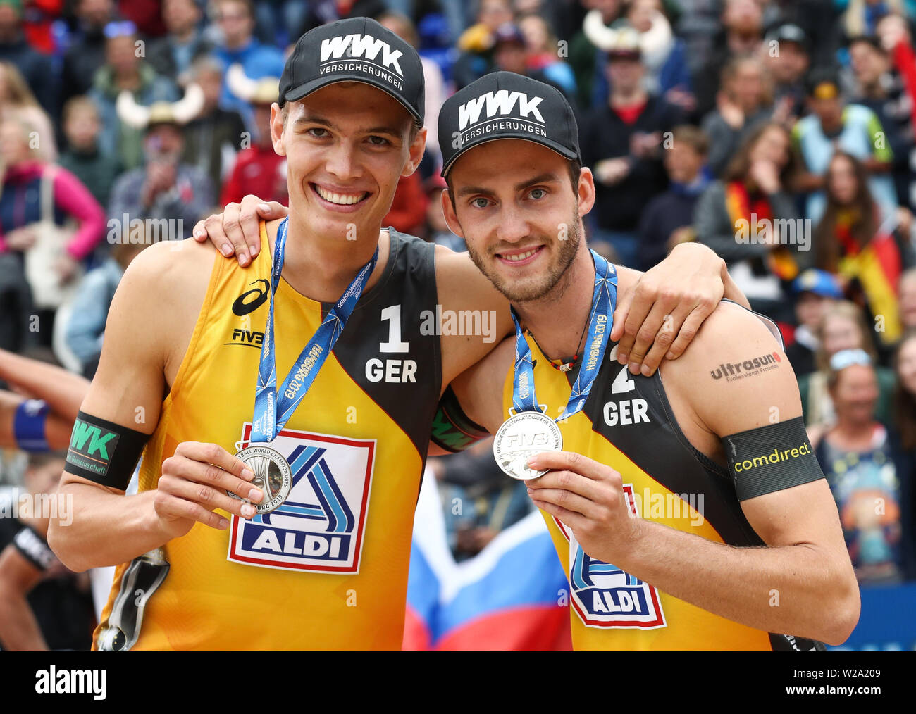 Hamburg, Germany. 07th July, 2019. Beach Volleyball, World Championship, in Rothenbaum Stadium ...